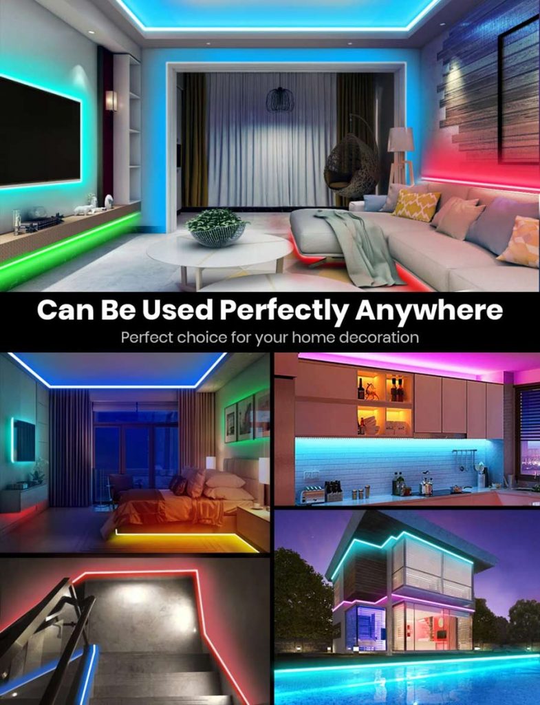 RGB Color Changing LED Strip Lights for Room with Remote - obitol