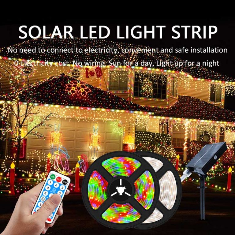 Solar Powered Waterproof Outdoor LED Strip Lights with Remote - obitol