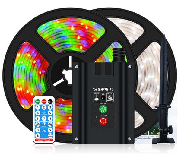 Solar Powered Waterproof Outdoor LED Strip Lights with Remote - obitol